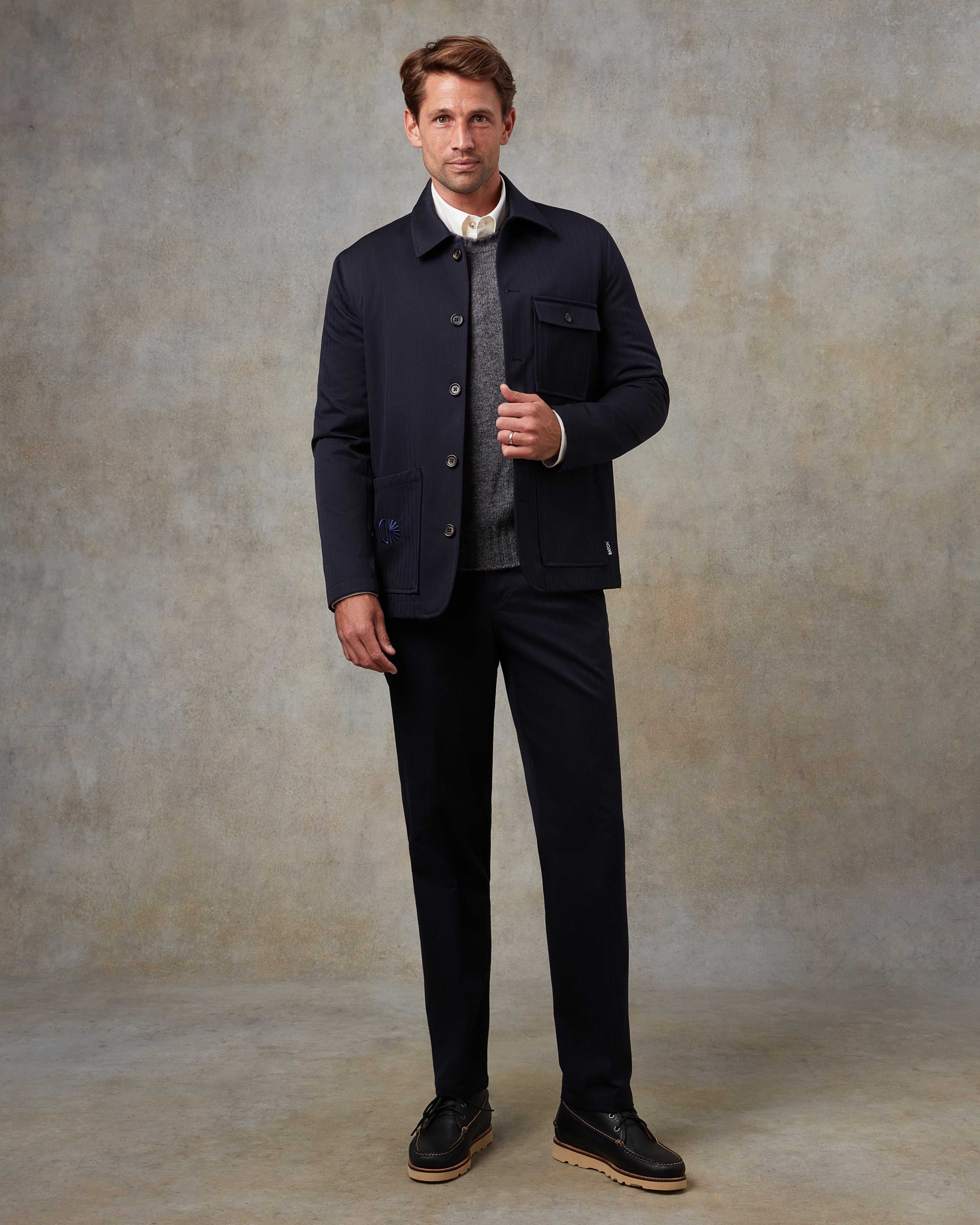 Mens Rich Navy Wool Herringbone Suit – Batch London