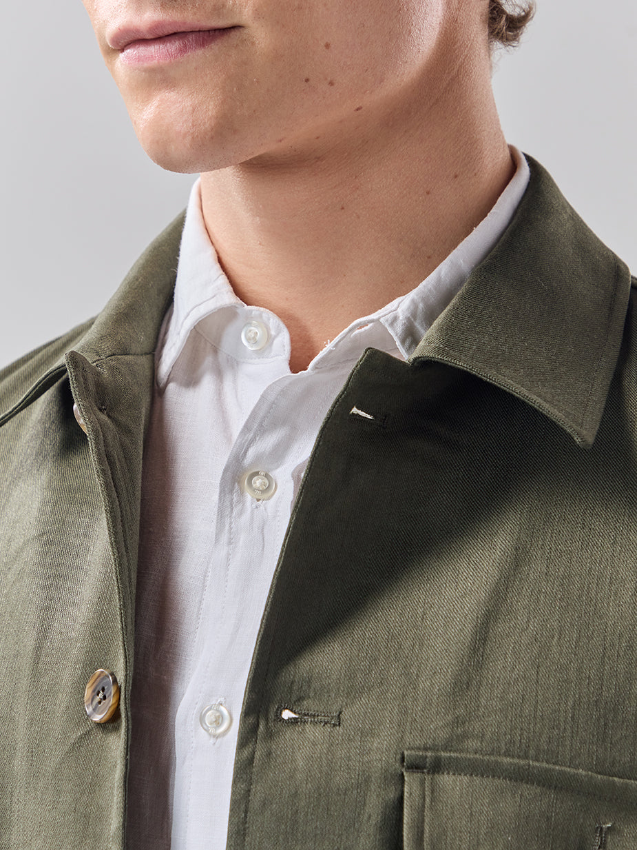 Mens Bottle Green Linen Jacket – Batch London